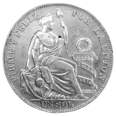 REPUBLICA PERUANA 1934 UN SOL PLATA LIMA 5 DECIMOS FINO. Coin .500 37 ...