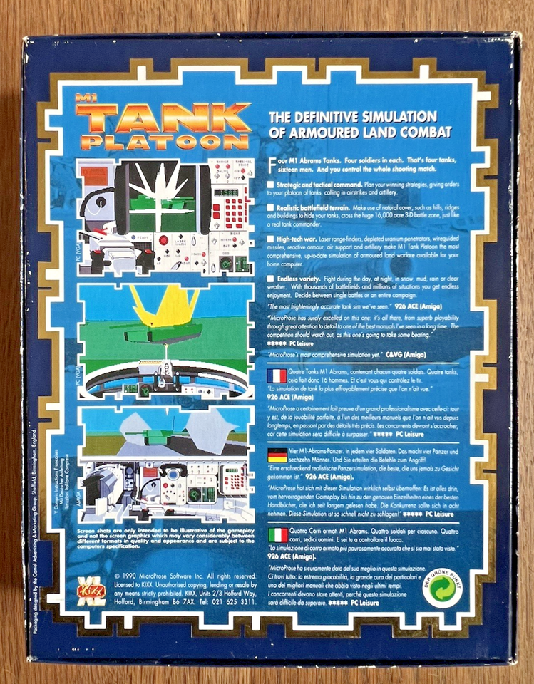 Micro Prose M1 Tank Platoon Amiga Commodore Computer Game 1990 UNTESTED ...