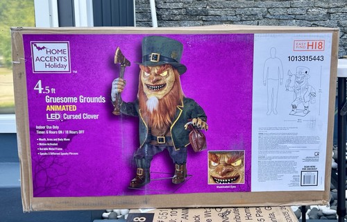 Home Depot 4.5' Animated Leprechaun Cursed Clover Halloween Animatronic ...