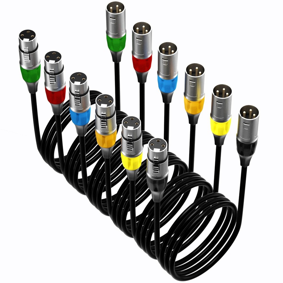 XLR Cables, 6-Pack Multi-Colored XLR to Female Micphone Cable with 3 ...