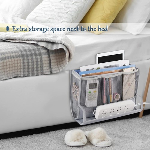 Bedside Storage Organizer with Power Strip Holder and Adjustable Light ...