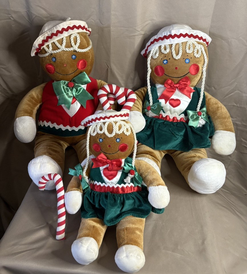 VTG 1990 Target Xmas Gingerbread Family Of 3 Stuffed Plush Dolls (2)19 ...