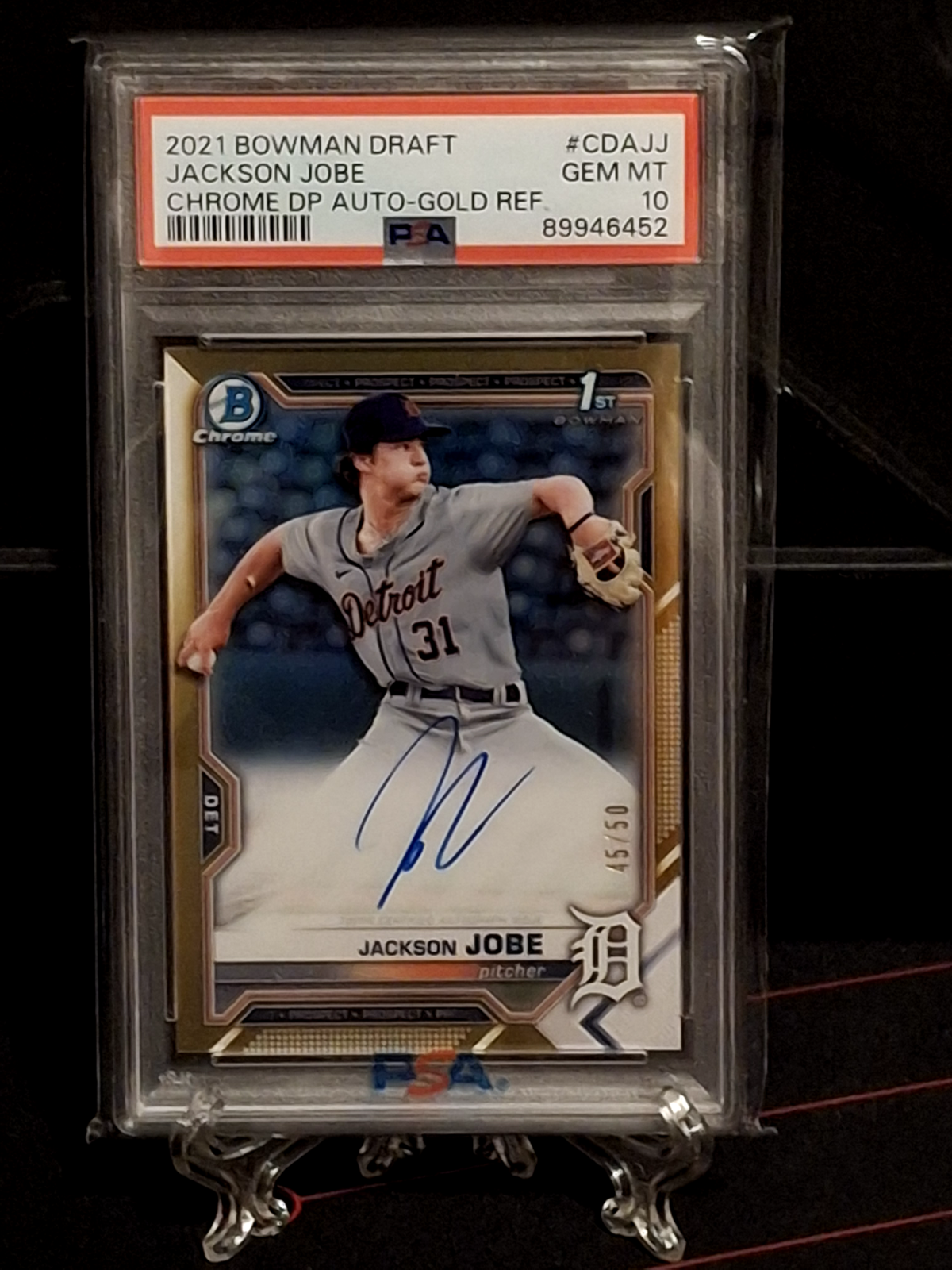 2021 Jackson Jobe 1st Bowman Draft Chrome autograph gold /50 PSA Graded ...
