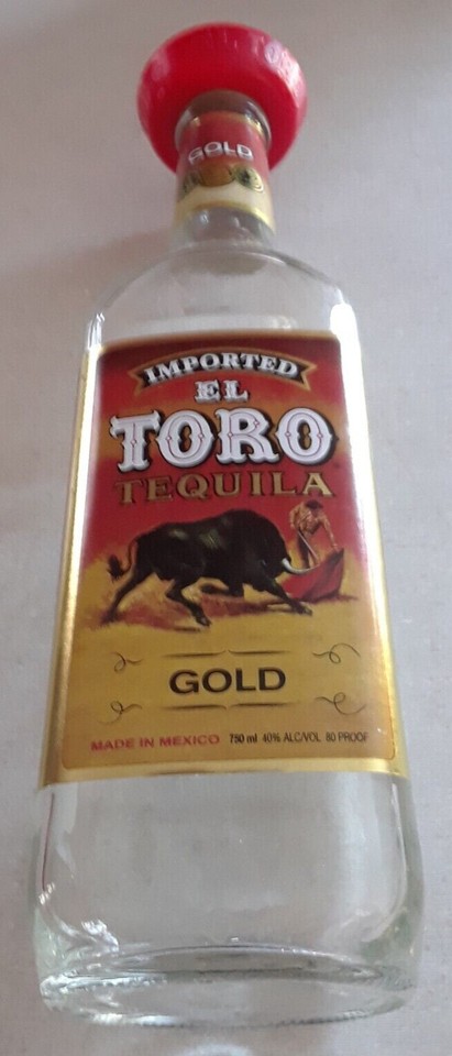 EL TORO 750ml Gold Tequila EMPTY BOTTLE w Red Sombrero Hat Cap ...