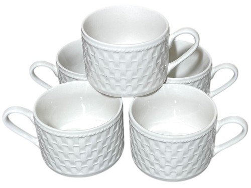 Oneida Basketweave Coffee Tea Mugs Demitasse Cups Set of 5 White ...