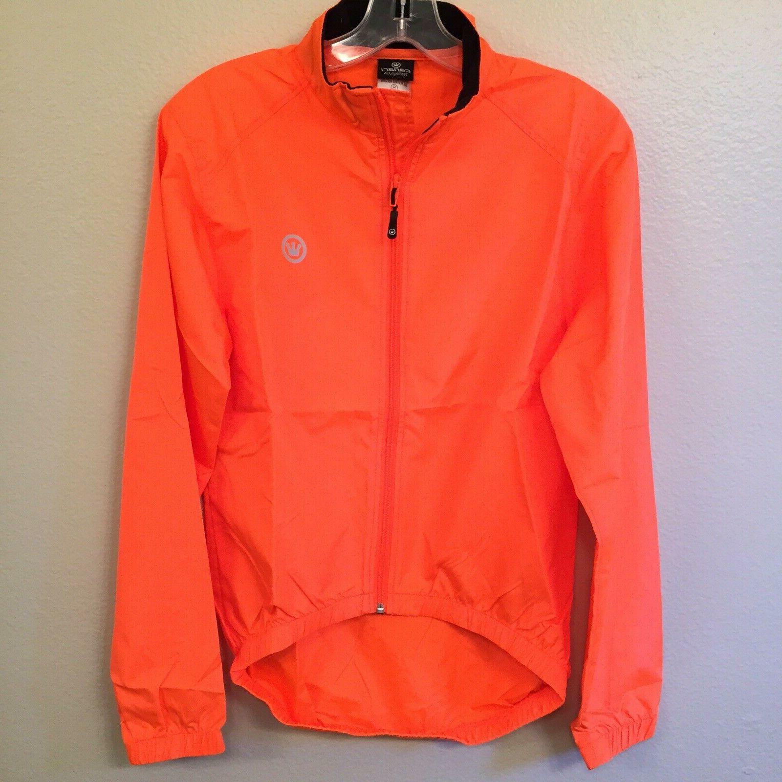 New Canari Womens L Radiant Windshell Jacket Solar Orange Cycling Bike ...