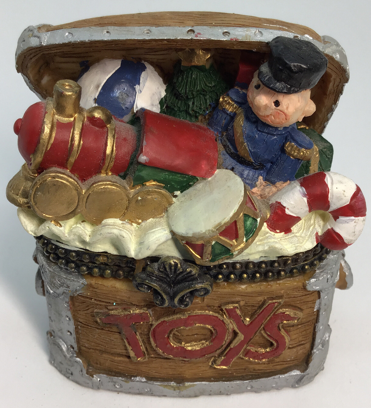 Vintage Christmas Toy Box Hinged Trinket Box Velvet Lined 2 1/2” X 2” X ...