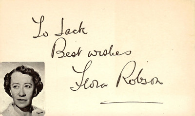 Flora Robson Signed Auto 3x5 Index Card Saratoga Trunk | eBay