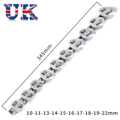 10Pcs Crows Foot Spanner Wrench Set 3/8" Metric Crow Crowfoot 10mm ...