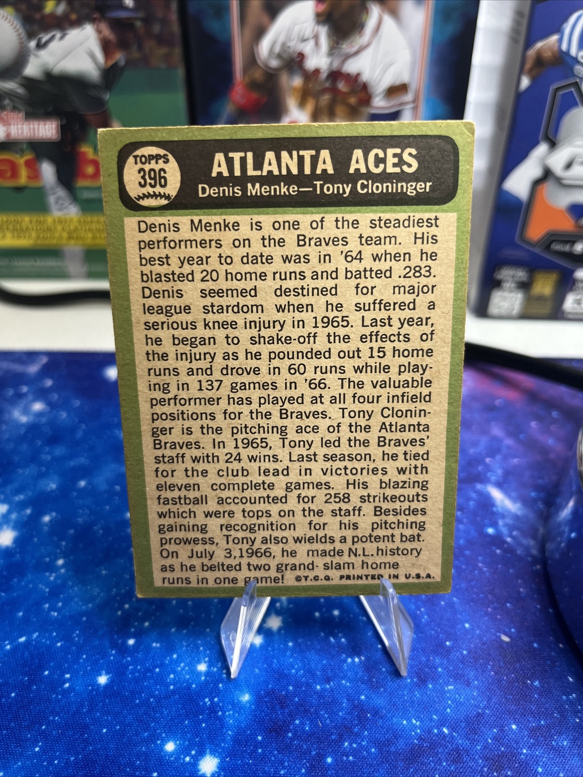 1967 Topps Atlanta Aces Denis Menke & Tony Cloninger Card #396 | eBay