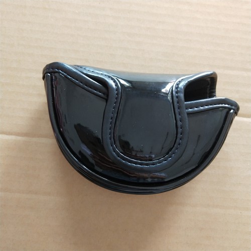 Black/Red Smooth Leather Small Mallet Golf Putter Head Cover Magnet ...