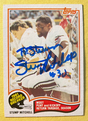SIGNED STUMP MITCHELL 1982 RECORD BREAKER TOPPS CARD AUTOGRAPH ...
