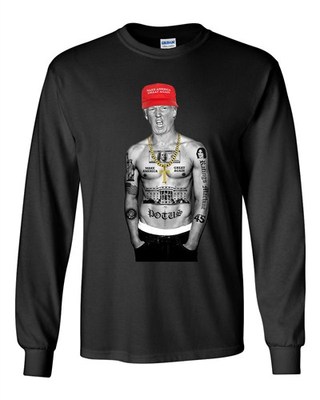 Long Sleeve Adult T-Shirt Trump Make America Great Again President Thug ...