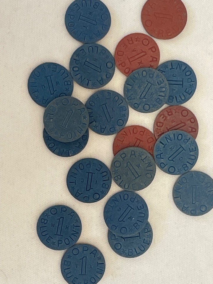Vintage WWII War OPA RATION TOKEN Lot - Red & Blue - 20 Coins | eBay