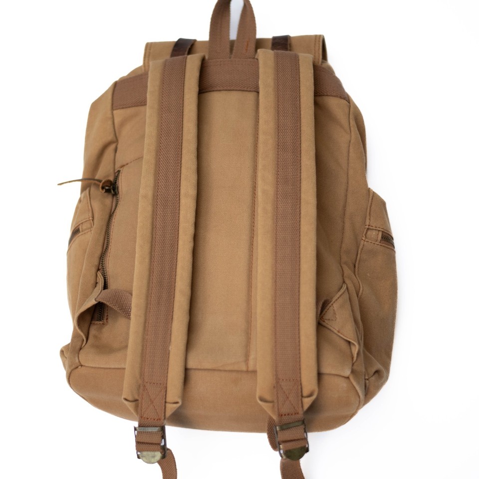 Augur Jans Canvas Leather Backpack Beige Brown Hiking Rucksack ...