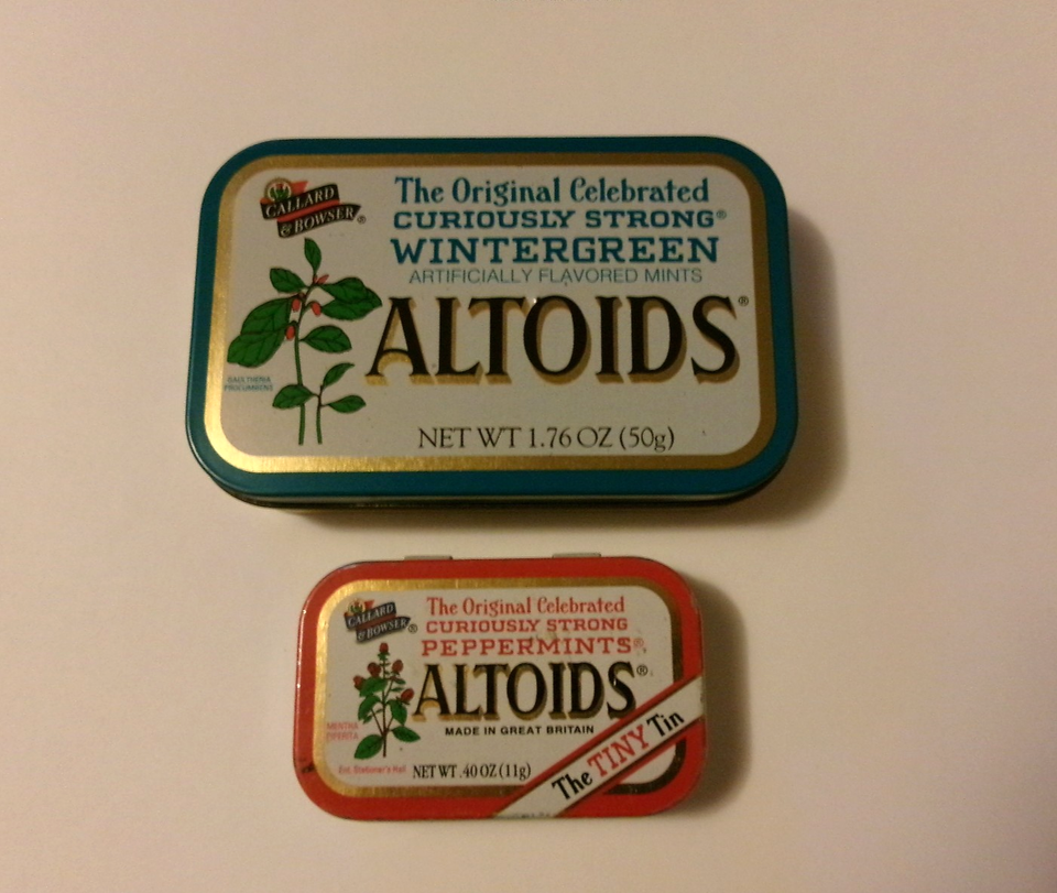 2 Altoids Original Celebrated Wintergreen & Tiny Tin Peppermint Empty ...