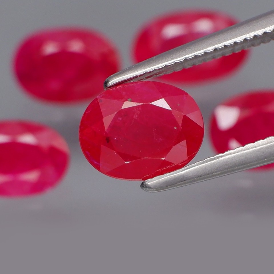 Oval 7x5 to 7.5x4.5mm.Heated Only Top Red Pink Ruby Myanmar 5Pcs/4.73Ct ...