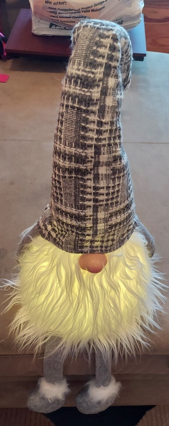 Light Up Dangle Leg Gray Santa Gnome 28"long/19"hat to butt~Christmas SUPER SOFT | eBay