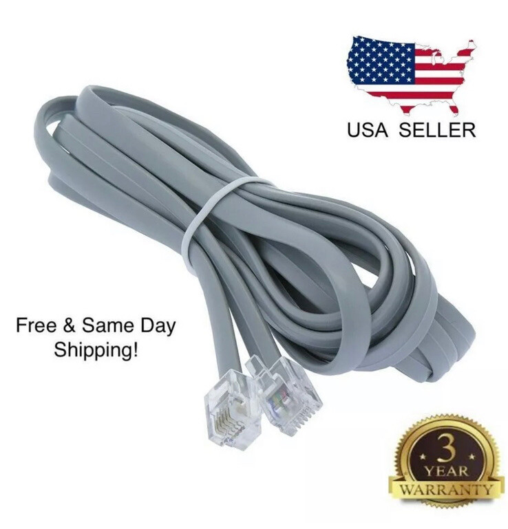 6ft Telephone Line Cord Cable 6p6c Rj12 Rj11 DSL Modem Fax Phone ...