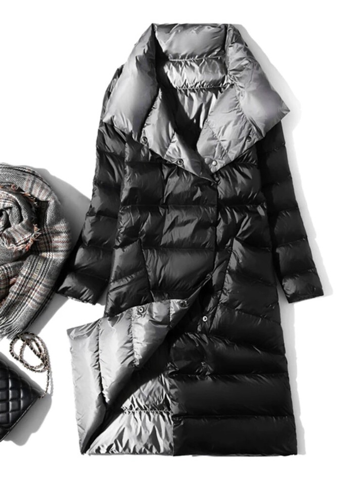 Winter Women White Duck Down Coat Casual Double Breasted Double Side ...