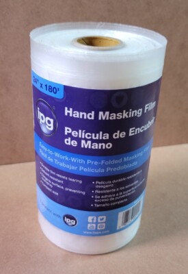 (1) IPG HMF24 Hand Masking Film 24"x 180' Clear Pre-folded masking tape ...