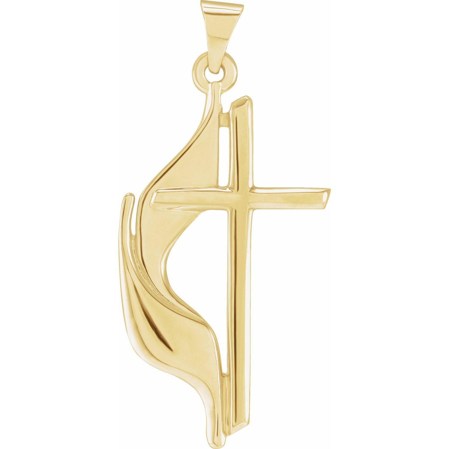 14K Yellow Gold Methodist Cross Pendant for Women 2.58gm L-30mm, W-17 ...