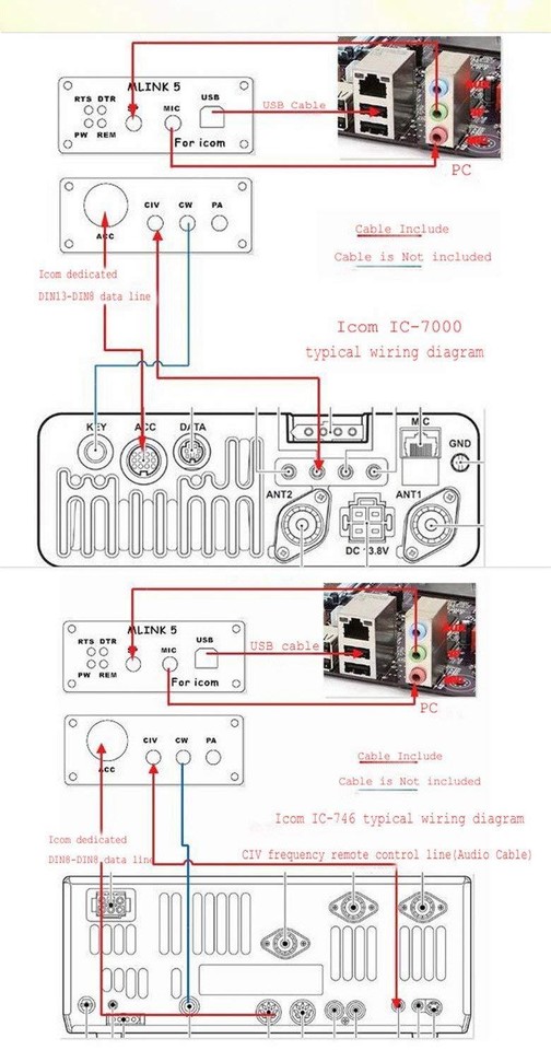 Link U5 USB Radio Connector For ICOM IC-746 7600 With Amplifier ...