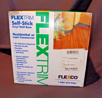 New Flexco Flex Trim Self-Stick True Vinyl Floor Base White 4-in x 20 ...