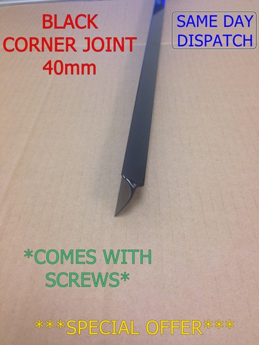 BLACK CORNER JOINT 40mm Kitchen Worktop Edging Trim *WITH SCREWS ...