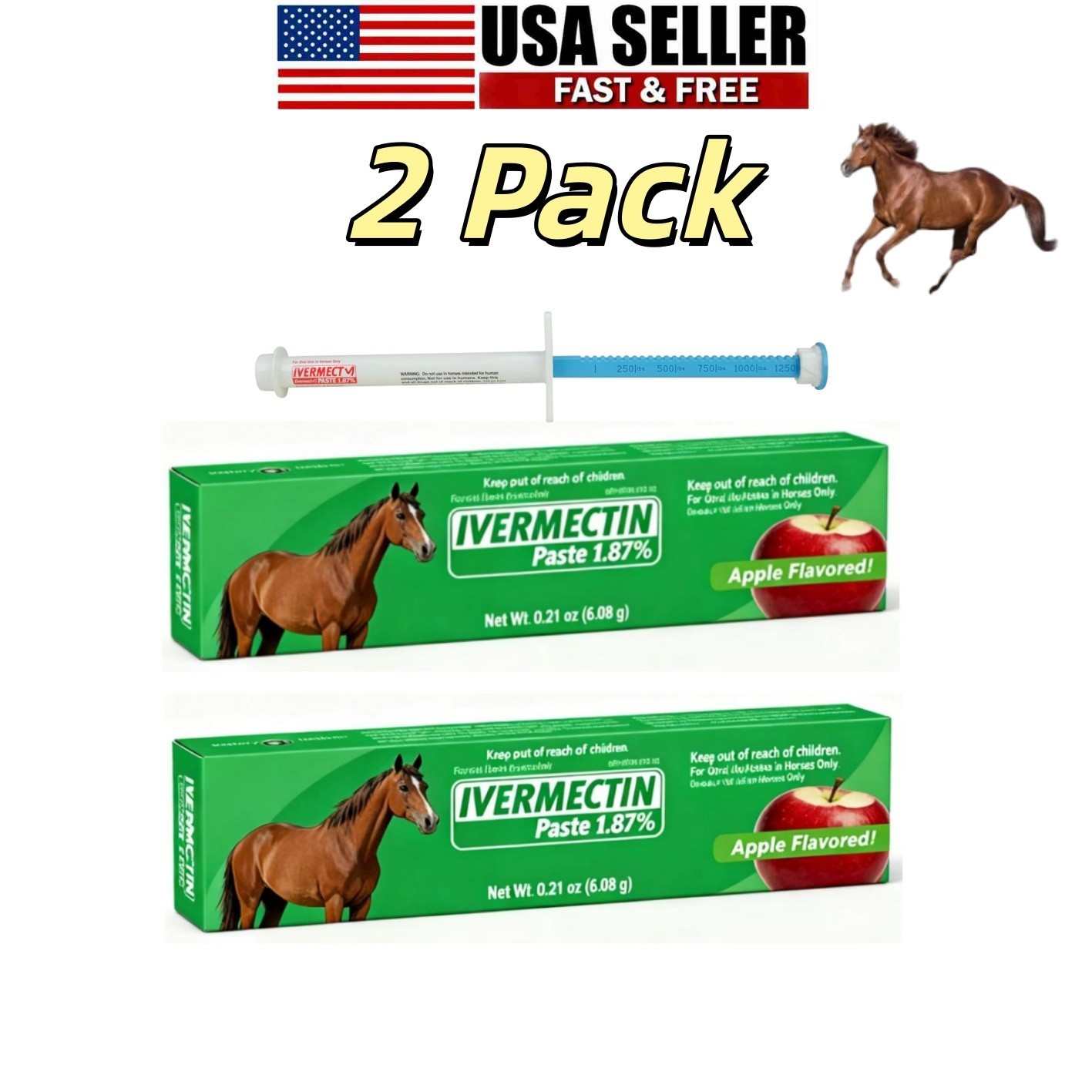 2 Pack New Paste Wormer Horse Dewormer Apple Flavor US Free Shipping | eBay