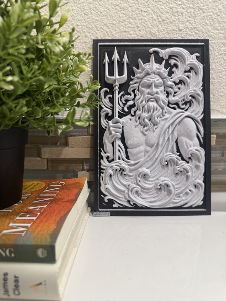 Ocean God Relief Wall Art 6” X 9” Poseidon Sculpture Greek Mythology ...