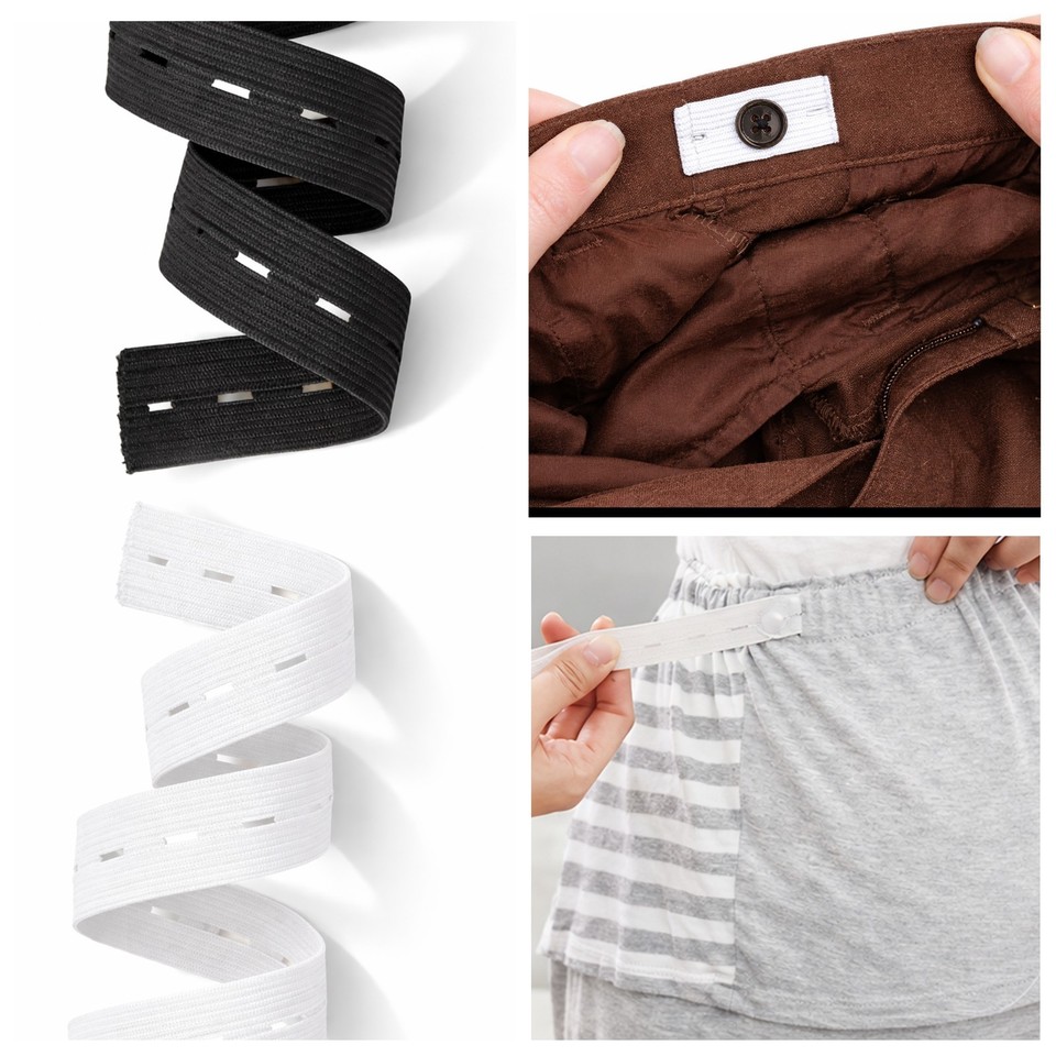 Buttonhole Elastic 15mm Flat Stretch Button Holes White Waistband ...