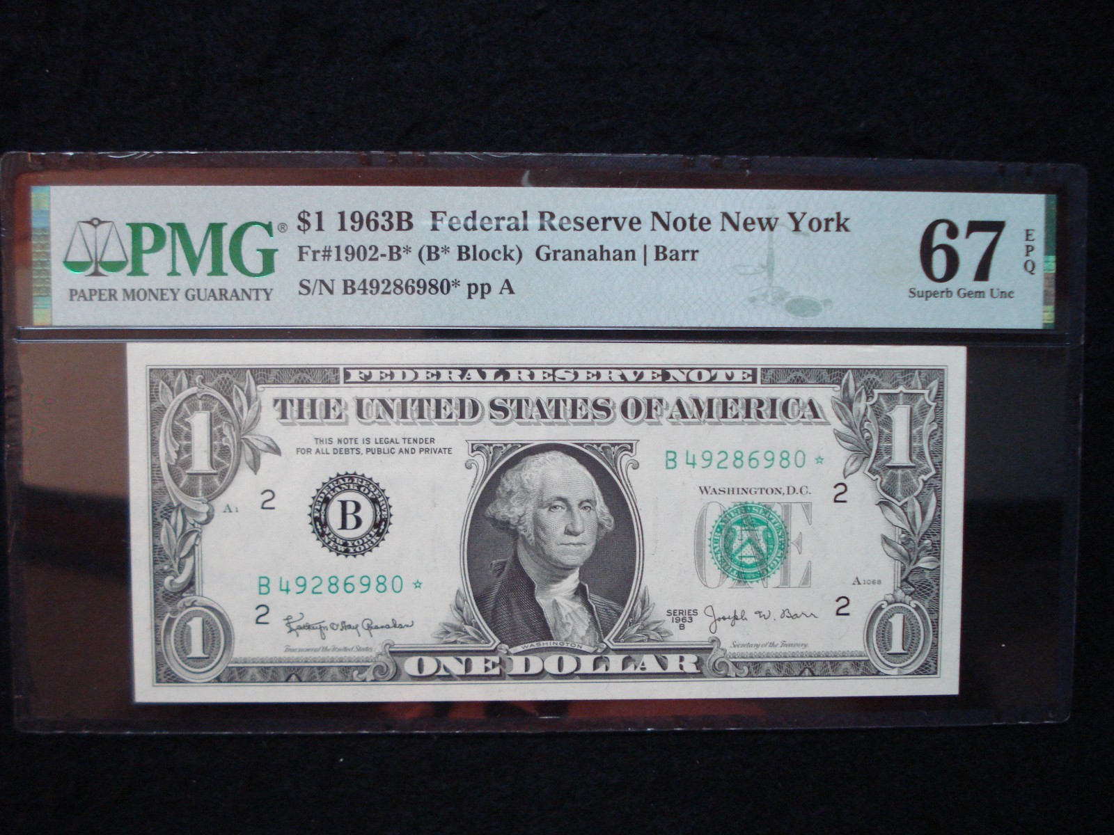 STAR 1963-B $1 BARR STAR NOTE- PMG 67 EPQ | eBay