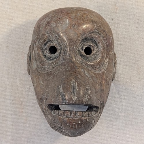 Unusual Japanese Stone Netsuke Monkey Saru Kyogen Noh Mask Mennetsuke ...
