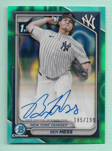 BEN HESS 2024 TOPPS BOWMAN CHROME 1ST TEAL SP AUTOGRAPH AUTO # 185/199 ...