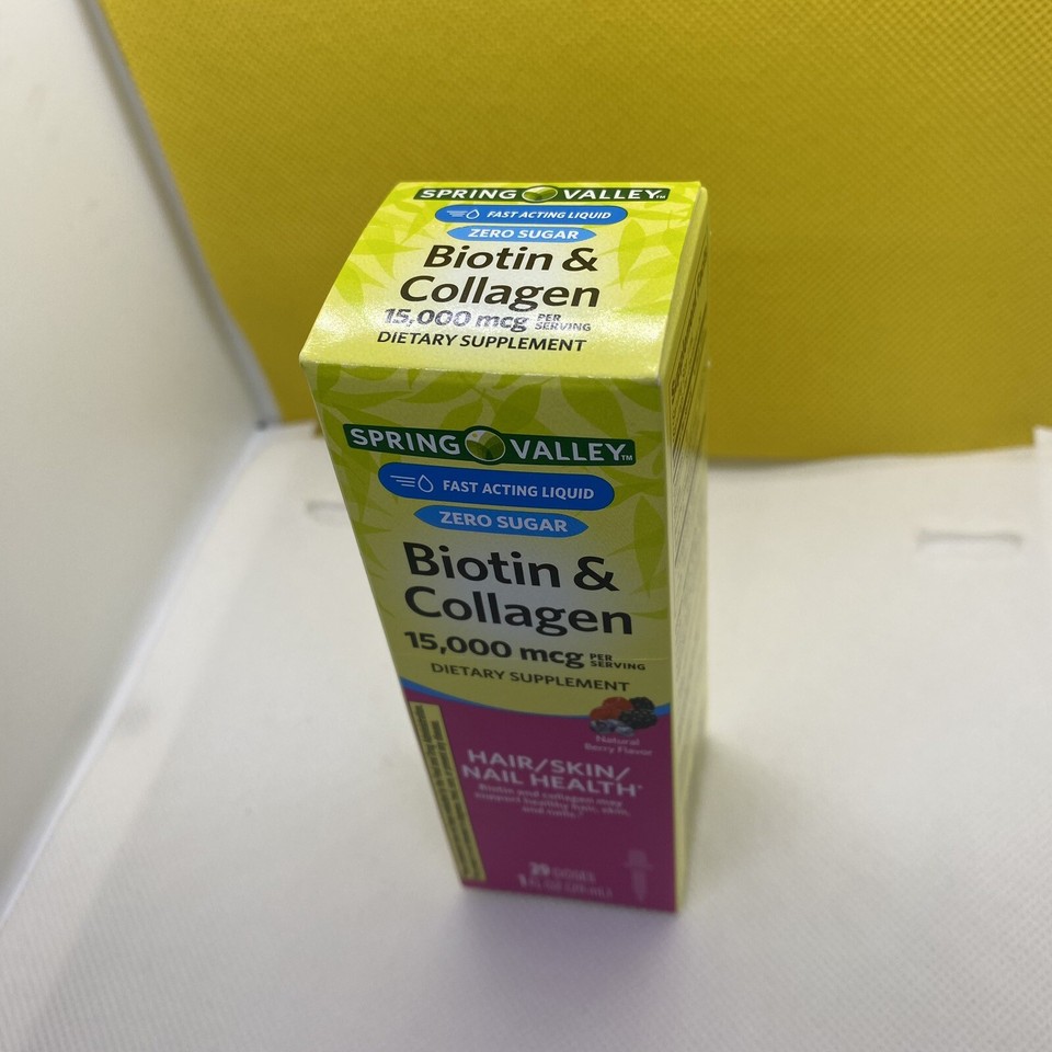 Spring Valley Biotin & Collagen, 15,000 mcg, 1 fl oz ( Free US Shipping ...