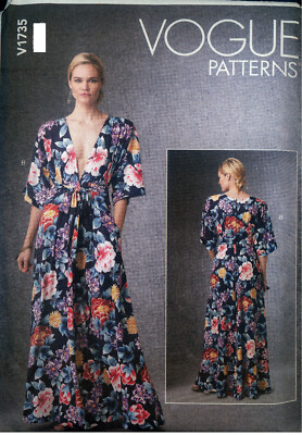 Vogue 1735 Caftan Kimono Style Dress Sewing Pattern Deep VNeck Very ...