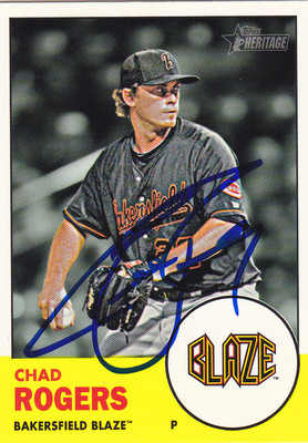 CHAD ROGERS BAKERSFIELD BLAZE SIGNED 2012 HERITAGE MINOR LEAGUE ...