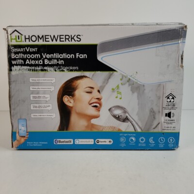 HOMEWERKS Bathroom LED Exhaust Fan w/ Alexa Voice & Bluetooth - 7148-01 ...
