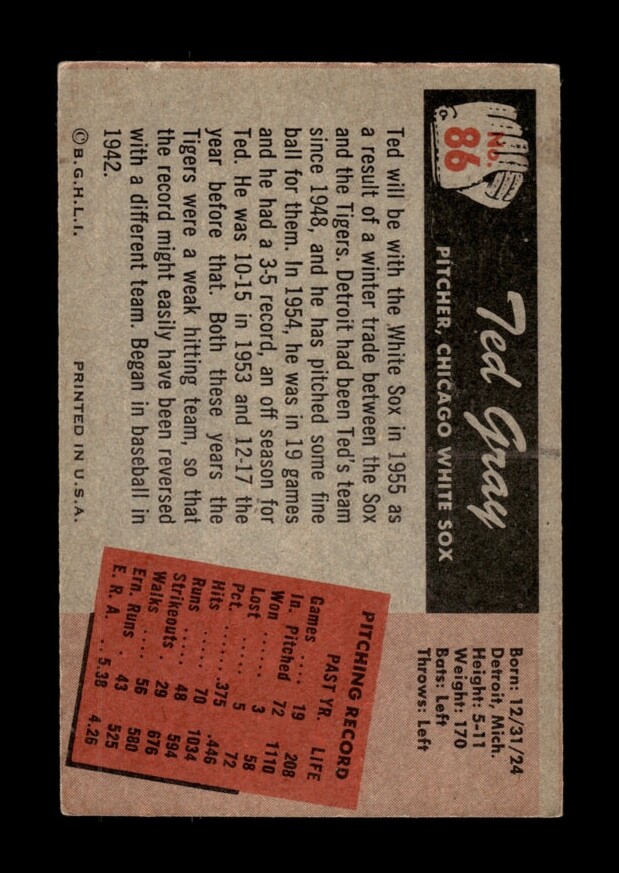 1955 Bowman Set-Break # 86 Ted Gray VG-VGEX *GMCARDS* | eBay