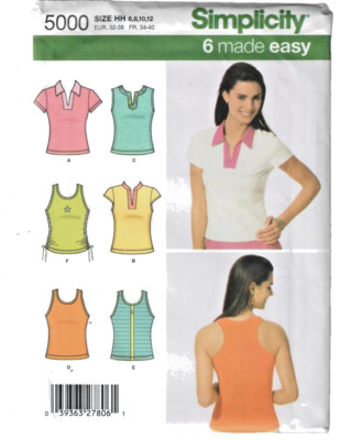 Simplicity 5000 Sewing Pattern Misses Stretch Knit Tops 6 Made Easy 6-8 ...