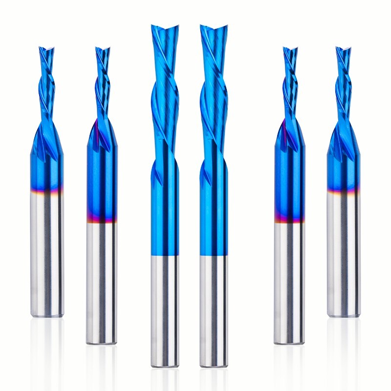 1PC 1/4" Shank Down Cut Carbide Spiral End Mill Double Flute CNC Router ...