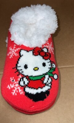 Hello Kitty Ladies Holiday Red Fuzzy Grips Slipper Socks 4-10 NEW | eBay