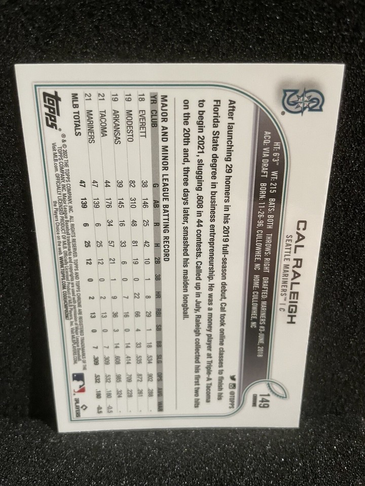2022 Topps Chrome Cal Raleigh Rookie Seattle Mariners #149 RC | eBay