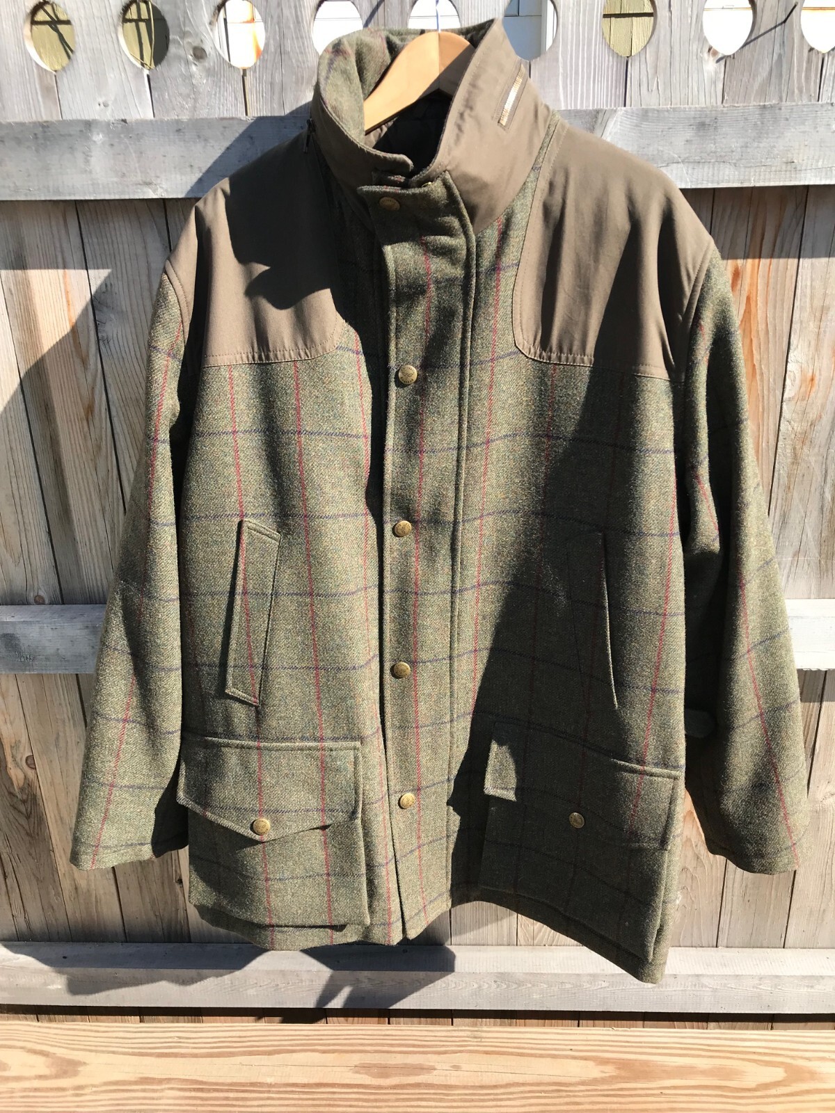 Chrysalis olive green plaid tweed field coat xxl mint - Gem