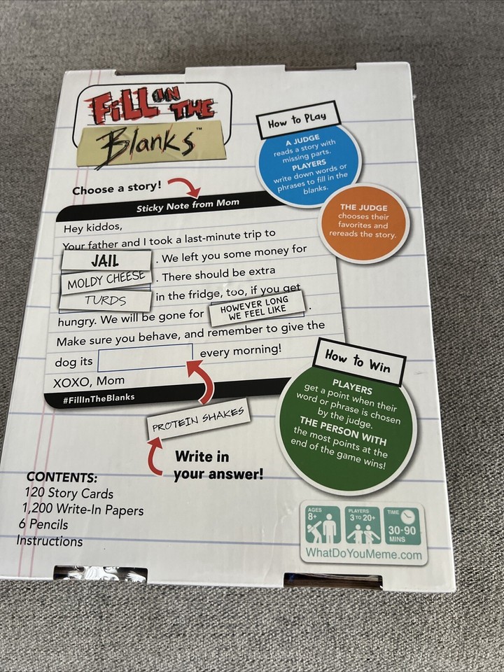 Fill In The Blanks Party Game You Create Your Own Crazy Stories Factory ...