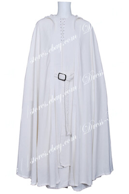 The Lord of the Rings Gandalf Cosplay White Halloween Costume Robe Cape ...
