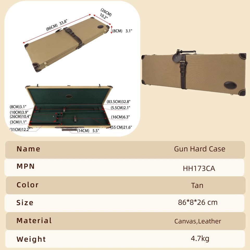 Over/Under SXS Shotgun Hard Case 28-32inch Gun Safe Storage Box Cabinet ...
