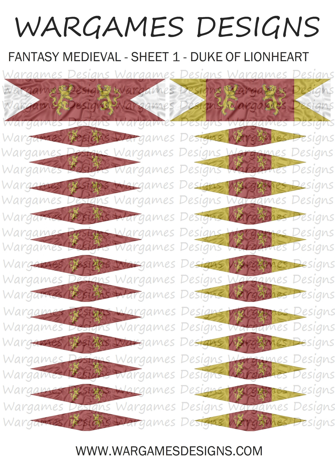 10mm Flags - Fantasy Medieval - Sheet 1 - Lion Rampant, FOG, DBA, Hail ...