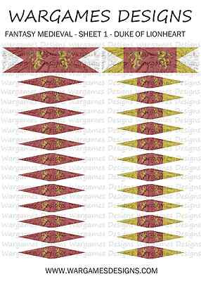 15mm Flags - Fantasy Medieval - Sheet 1 - Lion Rampant, FOG, DBA, Hail ...